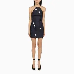 David Koma Denim Mini Dress With Mirror Embellishments
