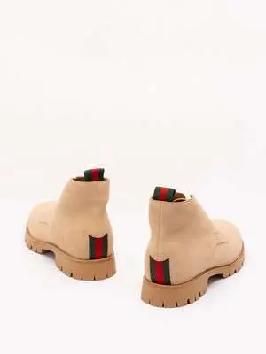 Gucci Lace-up Ankle Boot With Web - Multicolor