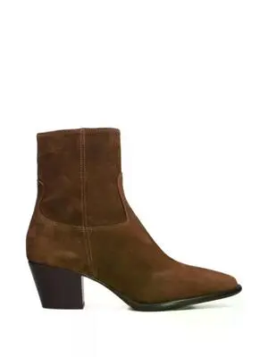 ANNA F. Suede Pointed-toe Ankle Boots - Brown