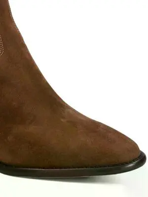 ANNA F. Suede Pointed-toe Ankle Boots