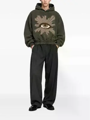 HOUSE OF ERRORS Eye-print Ribbed-trim Hoodie