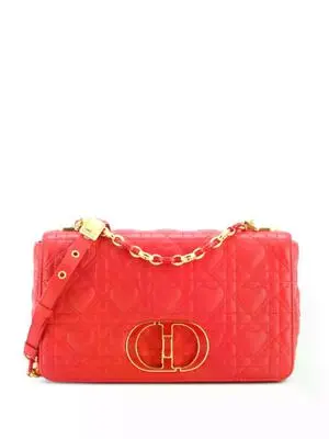 Dior Dioramour Caro Bag Heart Cannage Quilt Calfskin New Medium Shoulder Bag - Red