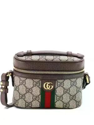 Gucci Ophidia Top Handle Bag Gg Coated Canvas Mini Shoulder Bag - Brown