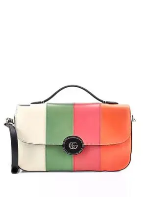 Gucci Petite Gg Flap Shoulder Bag Striped Leather Small Crossbody Bag