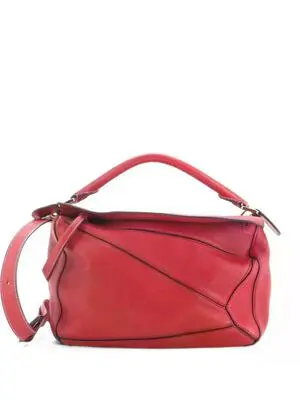 Loewe Puzzle Bag Leather Medium Shoulder Bag - Red