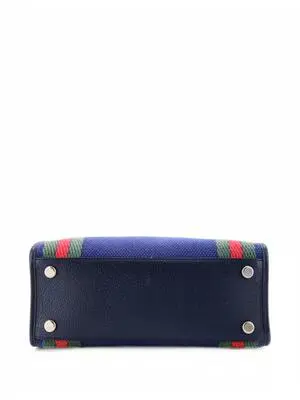 Gucci Interlocking G Web Embroidered Canvas Medium Tote Bag - Blue