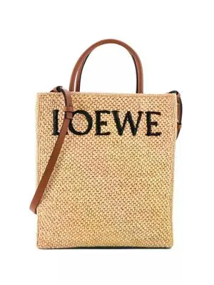 Loewe A4 Raffia And Leather North South Tote Bag - Brown