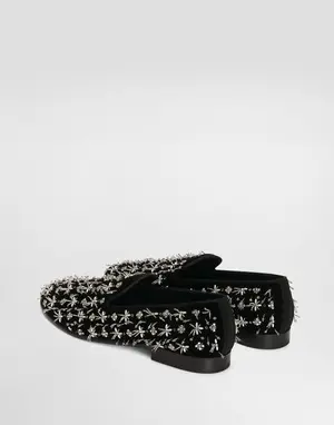 Dolce & Gabbana Dolce Gabbana Embellished Velvet Slippers - Multi-color