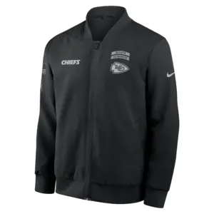 Nike Kansas City Chiefs Salute To Service Sideline Nfl Full-zip Bomber Jacket - Black