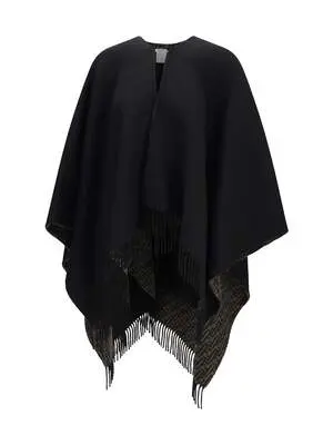 Fendi Ff Zucca Wool And Cashmere Poncho - Black