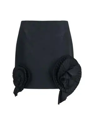 Blumarine Crepe Mini Skirt With Floral Appliqu