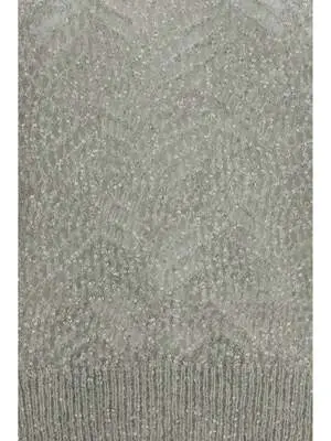 Brunello Cucinelli Openwork Sequined Crewneck Sweater