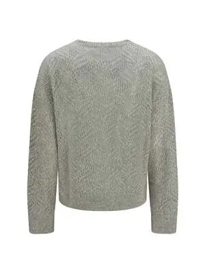 Brunello Cucinelli Openwork Sequined Crewneck Sweater - Gray