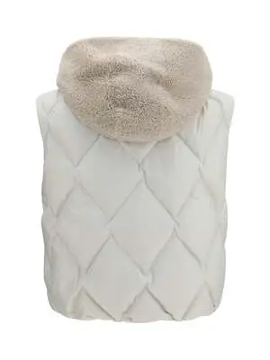 Brunello Cucinelli Padded Vest With Shearling Hood