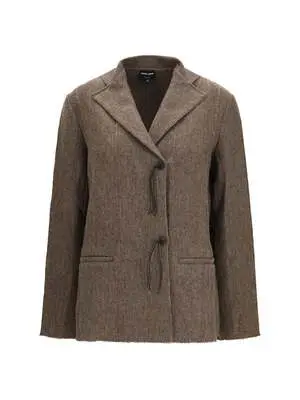 Giorgio Armani Wool Jersey Jacket With Leather Tassels - Brown