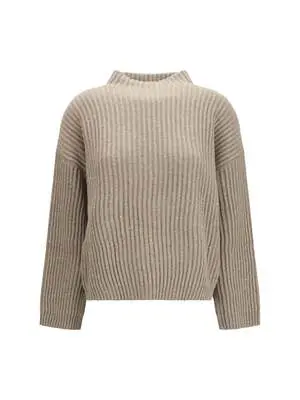 Brunello Cucinelli Cashmere And Wool Turtleneck Sweater - Cream
