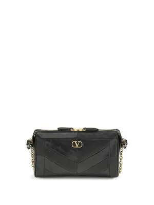 Valentino Garavani Small Panthea Chevron Nappa Shoulder Bag - Black