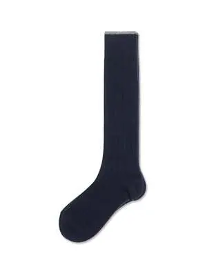 Brunello Cucinelli Ribbed Cashmere Socks - Blue