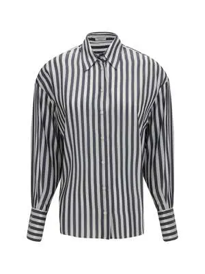Brunello Cucinelli Silk Poplin Striped Shirt - Multicolor