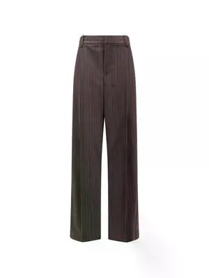 Vince Pinstriped Wide-leg Trousers - Brown
