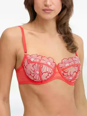 Chantelle Pulp Lush Floral-embroidered Mesh Bra - Red