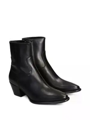 ANNA F. Pointed-toe Panelled Ankle Boots - Black