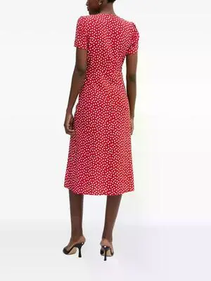 MORGAN Polka-dot V-neck Midi Dress - Red