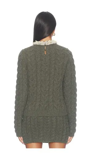 Ulla Johnson Marlie Cropped Knit Pullover With Embellishment In Green