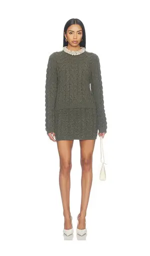 Ulla Johnson Marlie Cropped Knit Pullover With Embellishment In Green