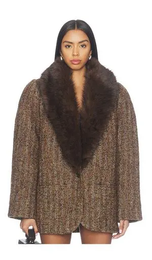 Ronny Kobo Morrison Coat In Brown - Brown Multi