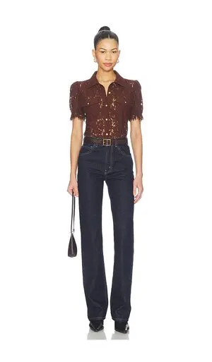 Generation Love Mikaelle Lace Shirt In Brown