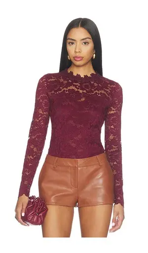Generation Love Vix Lace Top In Red - Cabernet