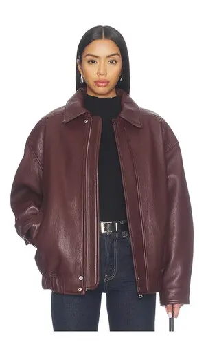 AGOLDE Ona Bomber Jacket In Burgundy