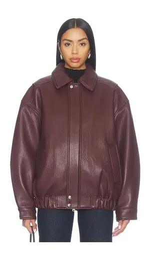 AGOLDE Ona Bomber Jacket In Burgundy