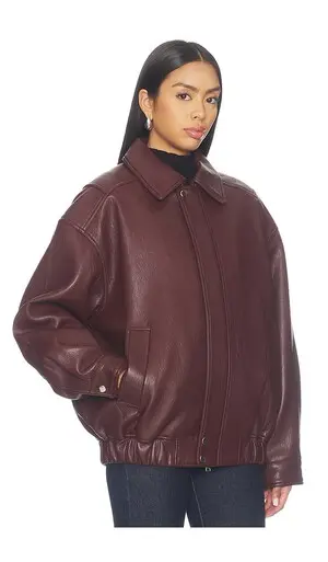 AGOLDE Ona Bomber Jacket In Burgundy