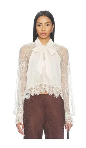 Cami Nyc Tully Lace Blouse In Ivory - Oat