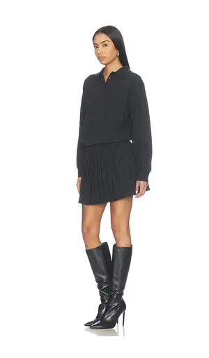 Alexander Wang Long Sleeve Polo Dress With Heat Pressed Skirt In Grey