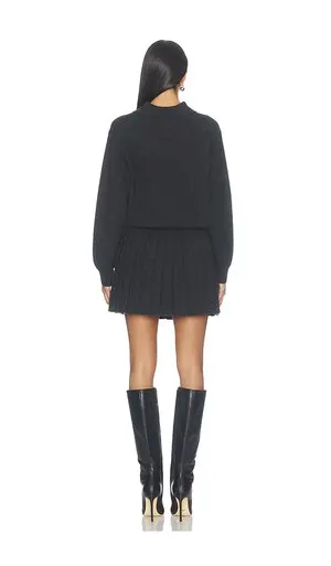 Alexander Wang Long Sleeve Polo Dress With Heat Pressed Skirt In Grey