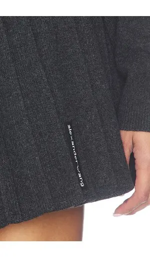 Alexander Wang Long Sleeve Polo Dress With Heat Pressed Skirt In Grey