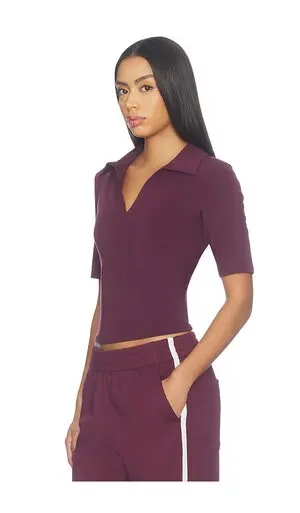 Beyond Yoga Sport Active V-neck Polo Top In Burgundy
