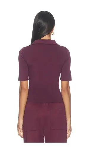Beyond Yoga Sport Active V-neck Polo Top In Burgundy