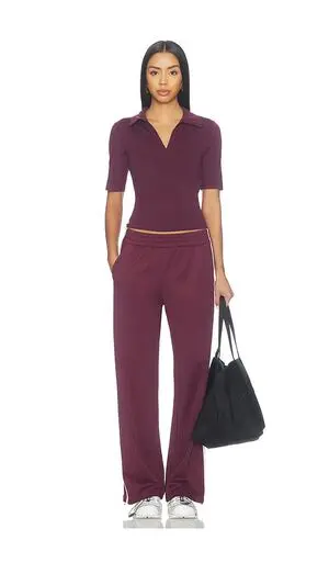 Beyond Yoga Sport Active V-neck Polo Top In Burgundy