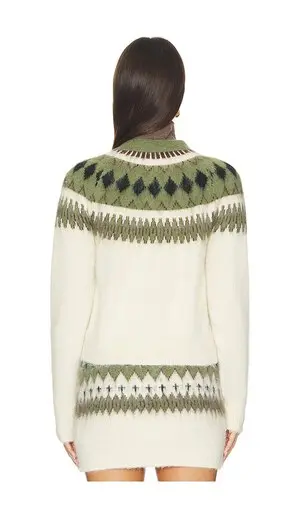 Susana Monaco Fair Isle Sweater Half Zip Sweater In Ivory