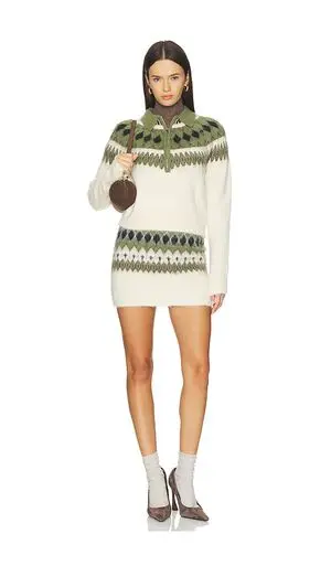 Susana Monaco Fair Isle Sweater Half Zip Sweater In Ivory
