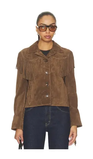 NILI LOTAN Eloi Suede Jacket In Brown