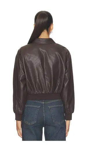 Good American The Better Than Leather Cropped Jacket In Brown