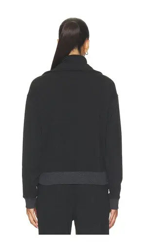 BOBI Double Zip Funnel Neck Pullover In Black