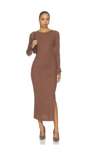 BOBI Slim Midi Dress In Tan - Mink