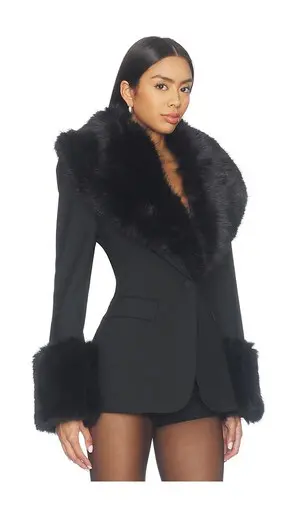 Naked Wardrobe Suiting Faux Fur Blazer