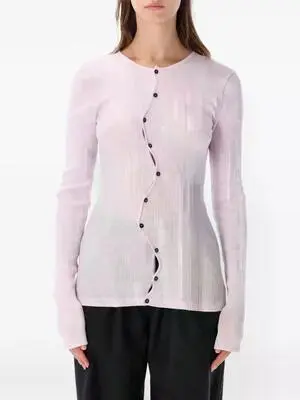 OPÉRASPORT Claire Ribbed Asymmetric-button Cardigan - Pink
